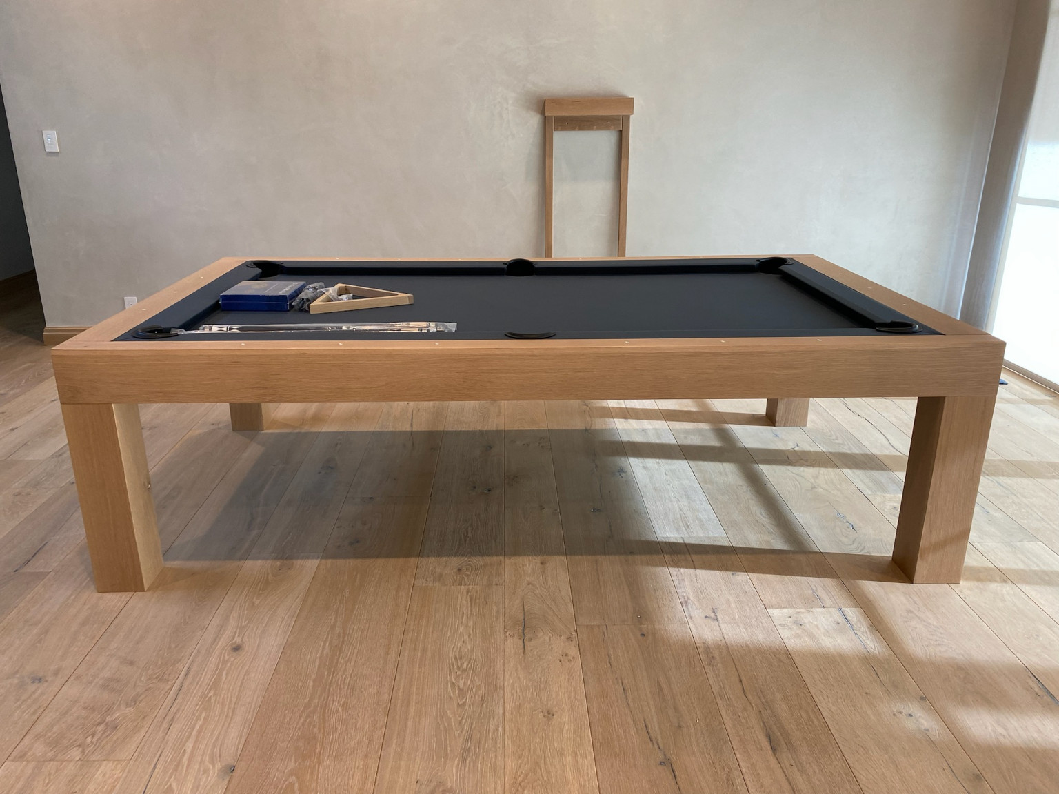 MODERN POOL TABLE MODEL RIFT WHITE OAK POOL TABLES III