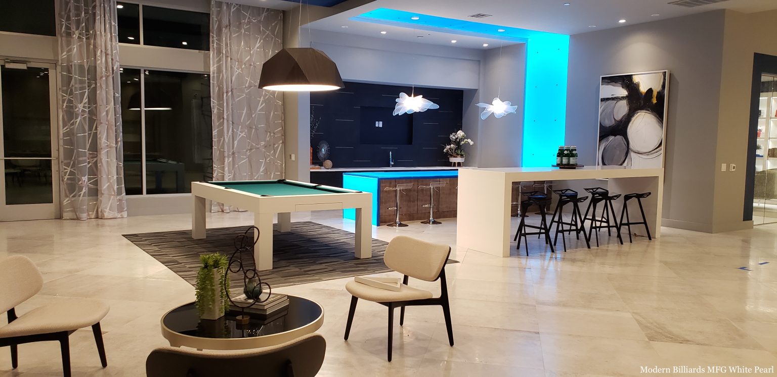 Modern White Pool Table - Modern Billiards Mfg (310) 962-6981