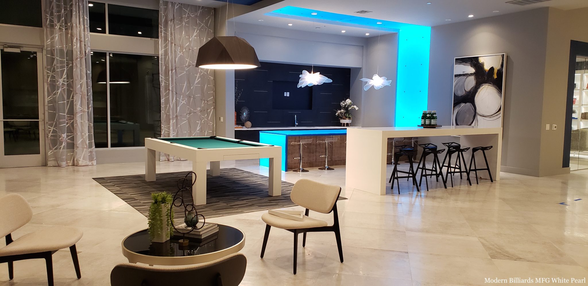 Modern White Pool Table - Modern Billiards Mfg (310) 962-6981