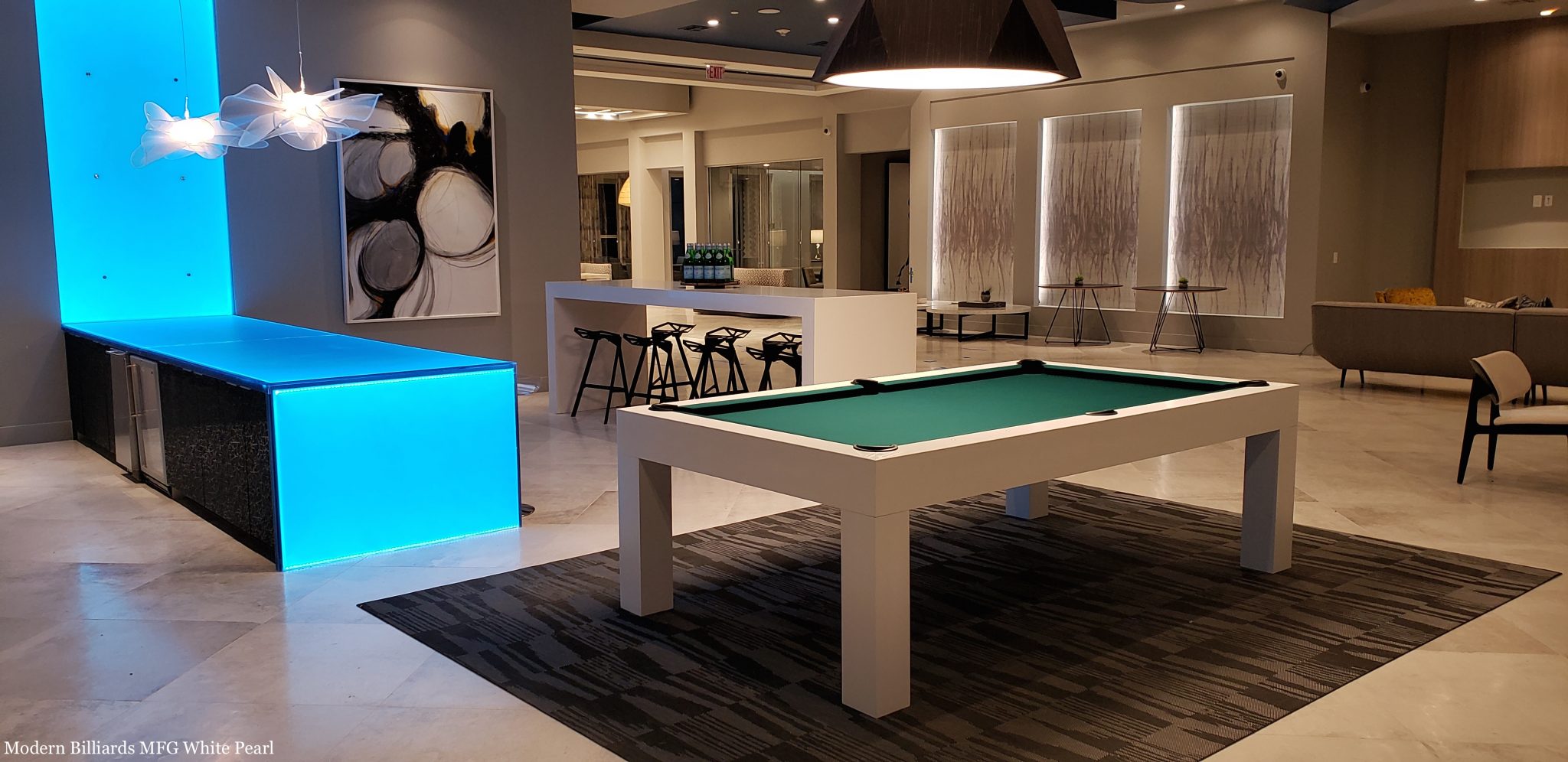 Modern White Pool Table - Modern Billiards Mfg (310) 962-6981