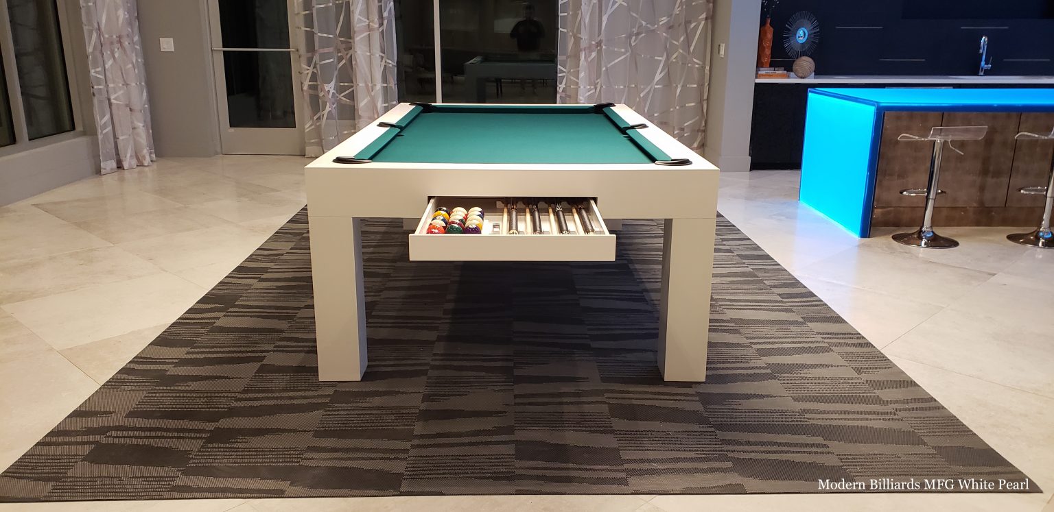 Modern White Pool Table - Modern Billiards Mfg (310) 962-6981