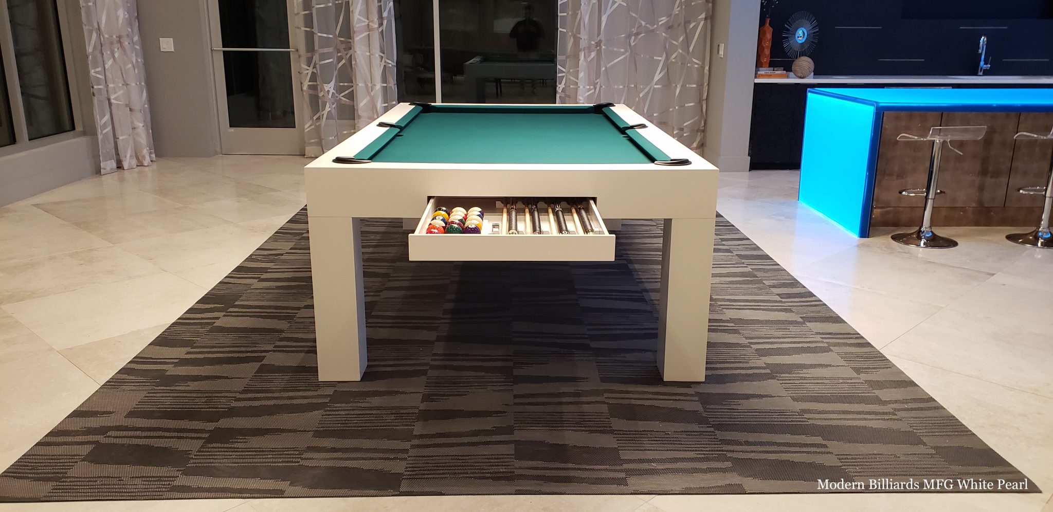 Modern White Pool Table - Modern Billiards Mfg (310) 962-6981