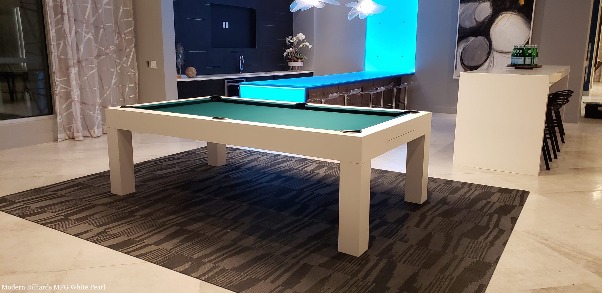 Modern White Pool Table - Modern Billiards Mfg (310) 962-6981