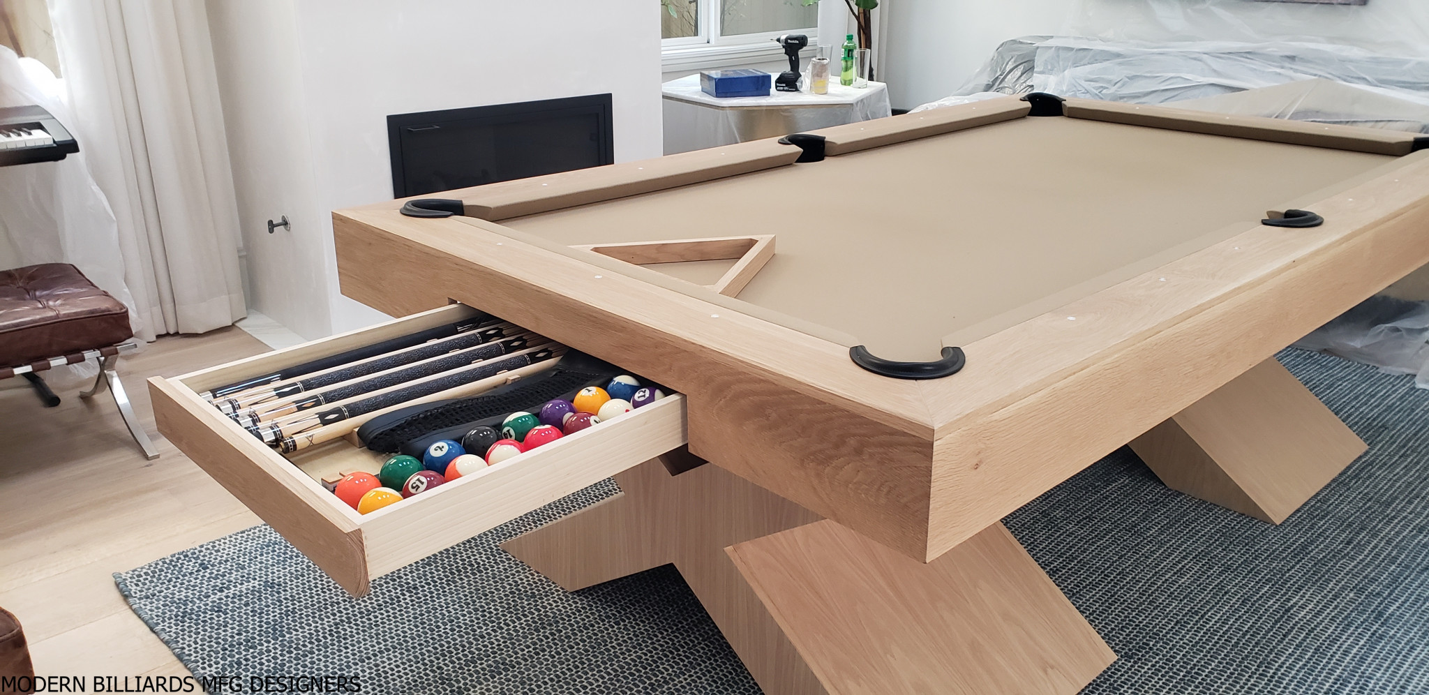 Contemporary Pool Tables Infinity Natural Red Oak - Modern Billiards ...